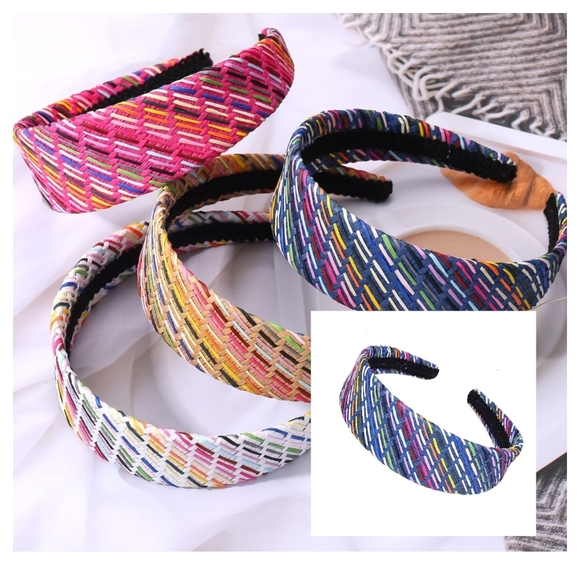 davmav2 | Accessories | Blue Rainbow Straw Rattan Headband | Poshmark